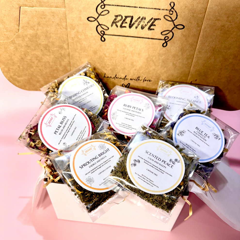 SEVEN HEAVENLY TEA SAMPLE COLLECTION – REVIVE Pure Organics